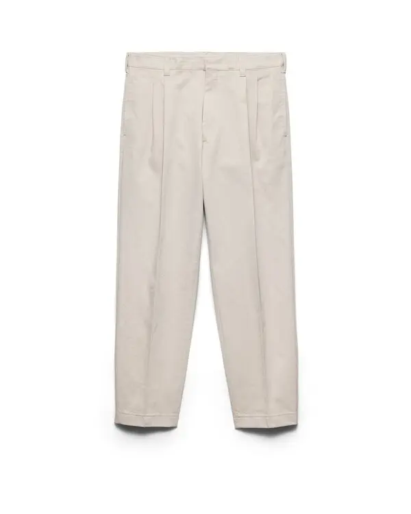 Prada Cotton Wide-leg Trousers With Vintage Finish - Limestone