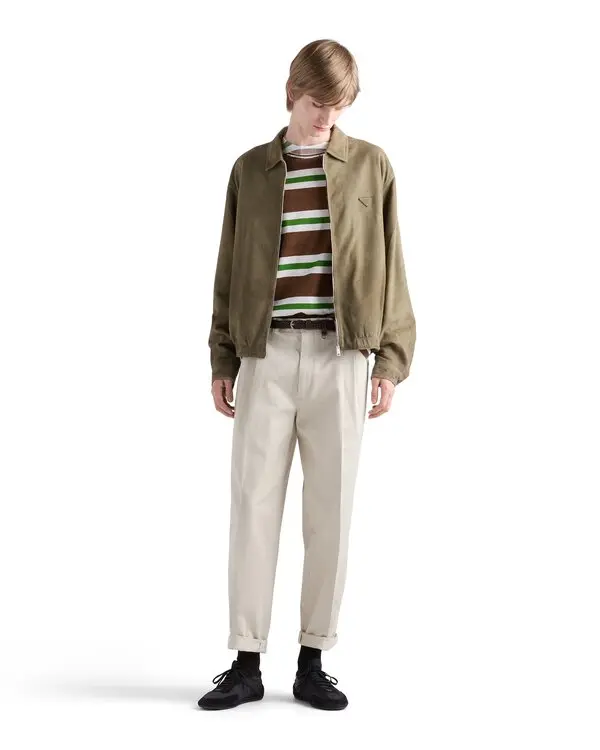 Prada Cotton Wide-leg Trousers With Vintage Finish - Limestone