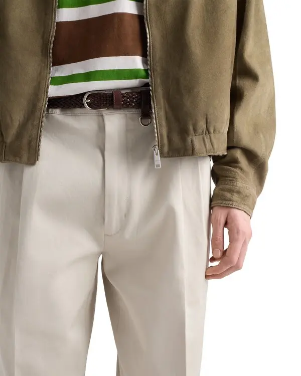 Prada Cotton Wide-leg Trousers With Vintage Finish - Limestone