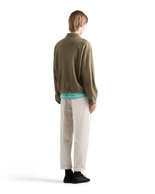 Prada Cotton Wide-leg Trousers With Vintage Finish - Limestone