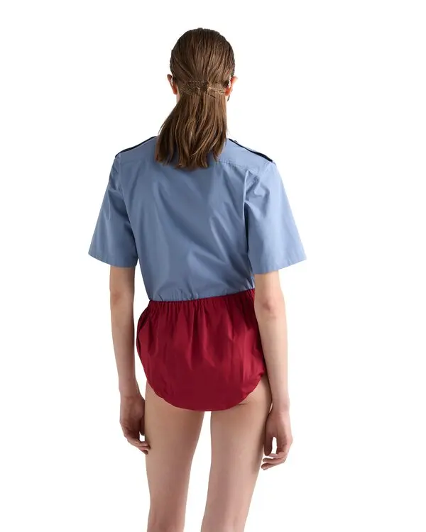 Prada Poplin Shorts With Flapped Patch Pockets - Ruby Red