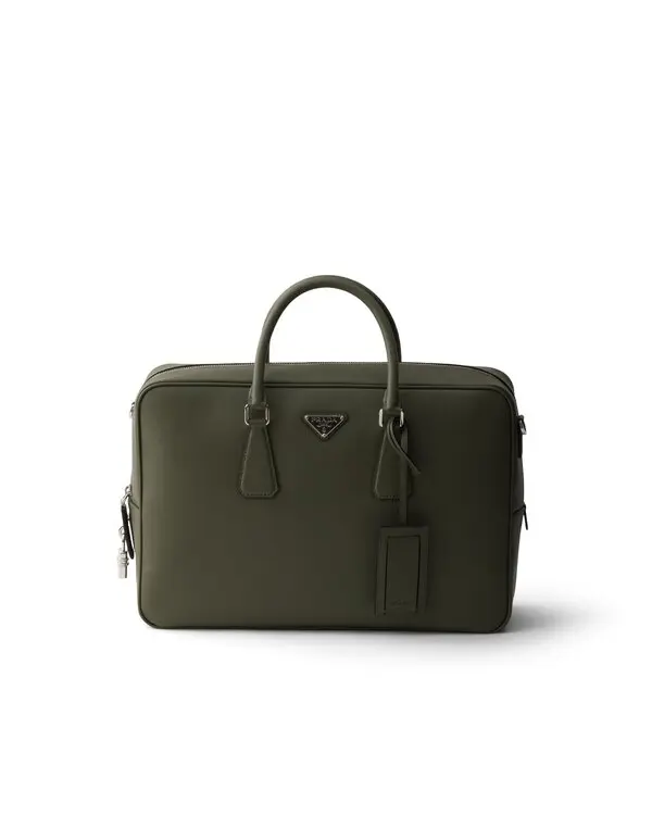 Prada Saffiano Leather Work Bag - Loden