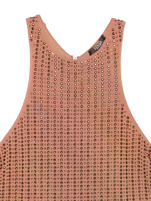 VENUJA Crystal Embellished Sleeveless Swimsuit - Brown