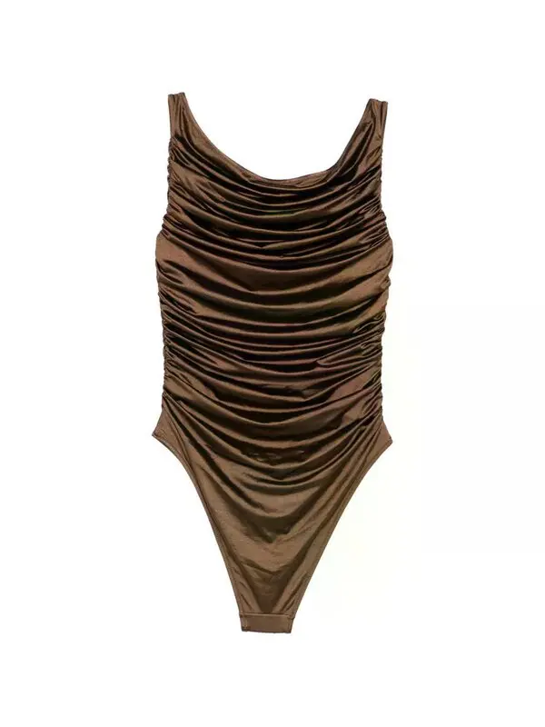 VENUJA Ruched Cowl Neck Sleeveless Swimsuit