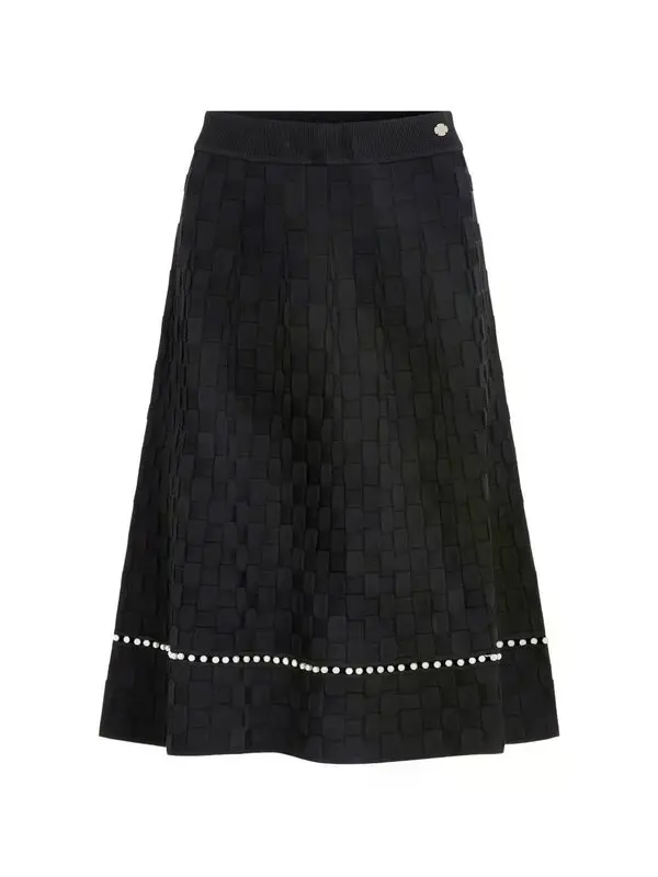 Karl Lagerfeld Pearl Embellished Knit Midi Skirt - Black