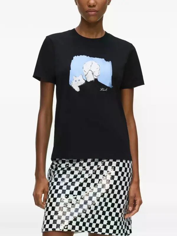 Karl Lagerfeld Cotton Portrait Print T-shirt