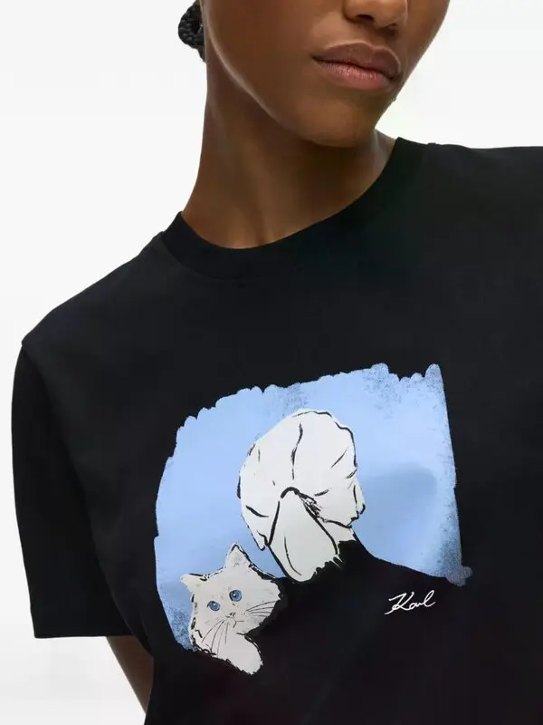 Karl Lagerfeld Cotton Portrait Print T-shirt