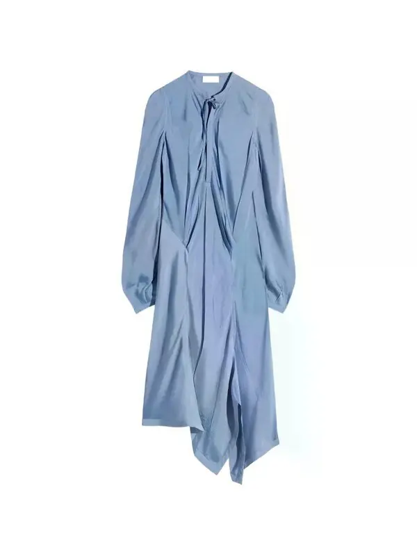 LEMAIRE Creased Bias Dress In Poly Viscose Twill - Blue