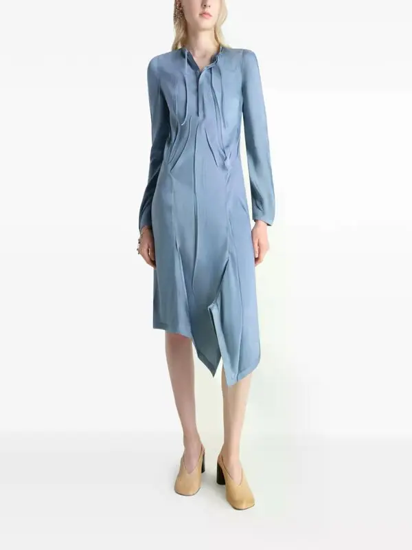 LEMAIRE Creased Bias Dress In Poly Viscose Twill - Blue