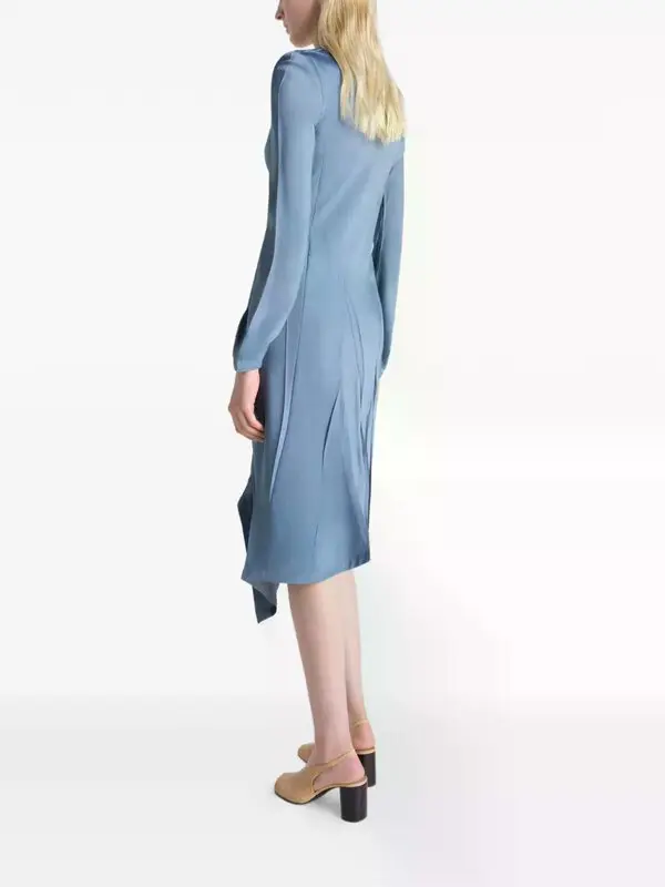 LEMAIRE Creased Bias Dress In Poly Viscose Twill - Blue