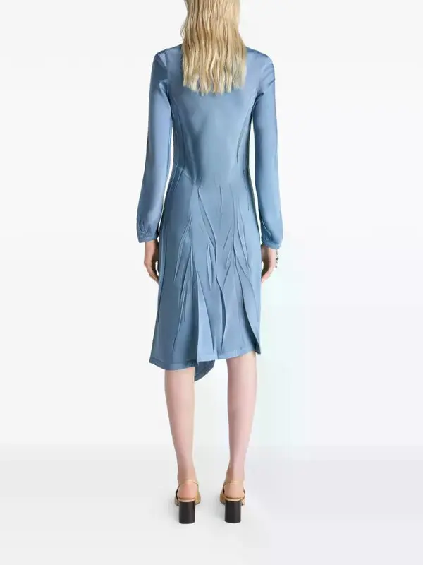 LEMAIRE Creased Bias Dress In Poly Viscose Twill - Blue