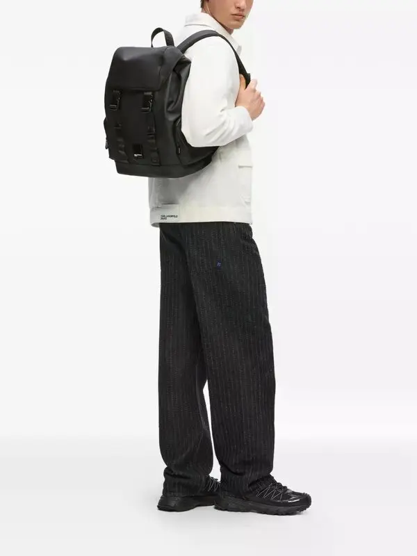 Karl Lagerfeld Venture Buckled Backpack - Black