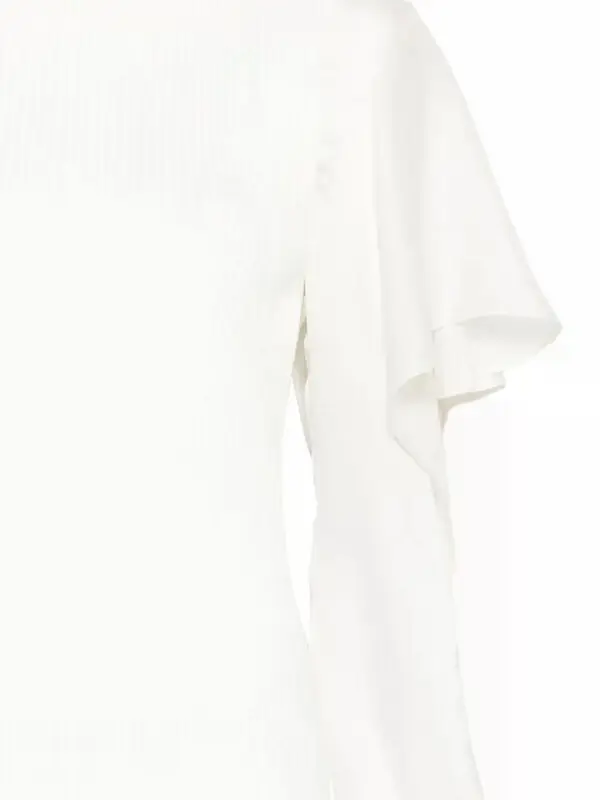 Sacai Ribbed Knit Top With Satin Ruffled Sleeves