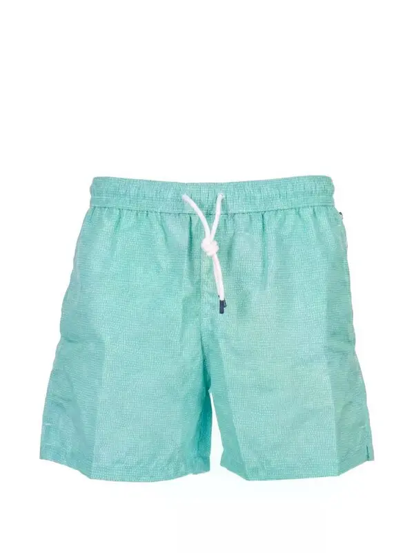 Fedeli Micro-dot Print Swim Shorts - Blue