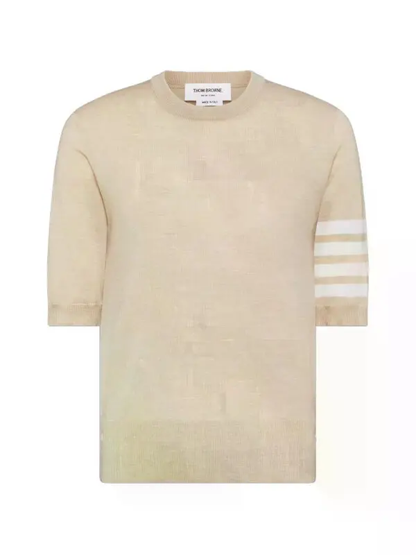 Thom Browne 4-bar Stripe Detail T-shirt - Neutrals