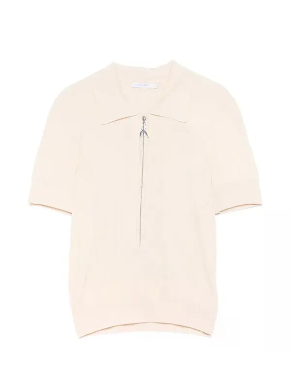 Patrizia Pepe Ribbed Zip-up Polo Shirt