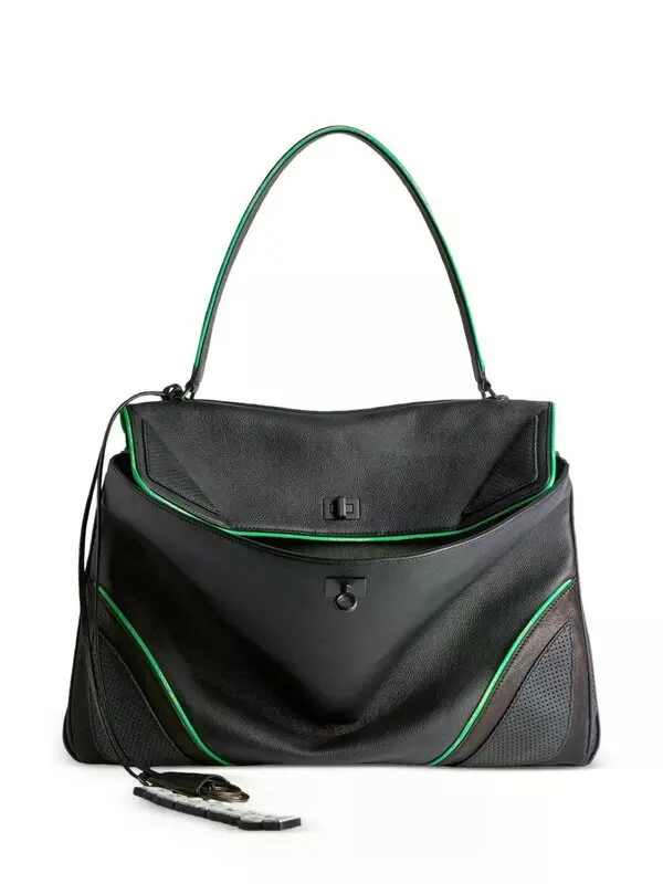 Balenciaga Rodeo Biker Perforated Shoulder Bag - Black