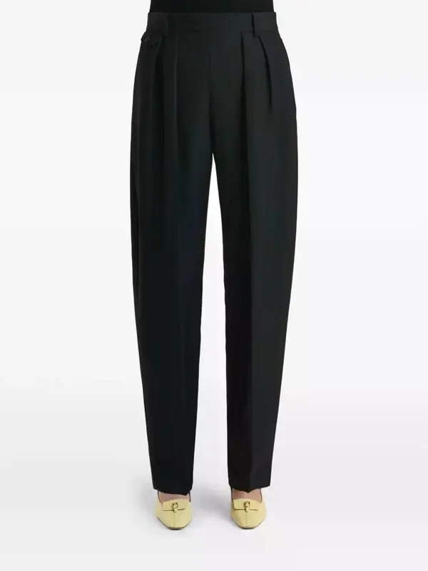 Khaite Jude Tapered Silk Wool Faille Trousers - Black
