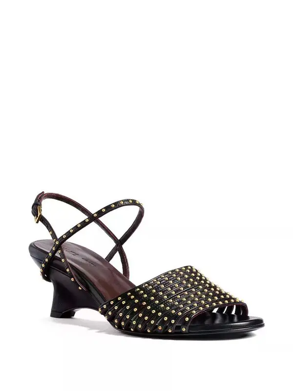 Khaite Drew Embellished Patent Calfskin Sandals - Black