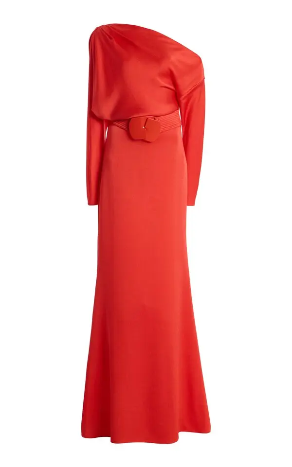Silvia Tcherassi Noelia Off-the-shoulder Satin Maxi Dress - Orange