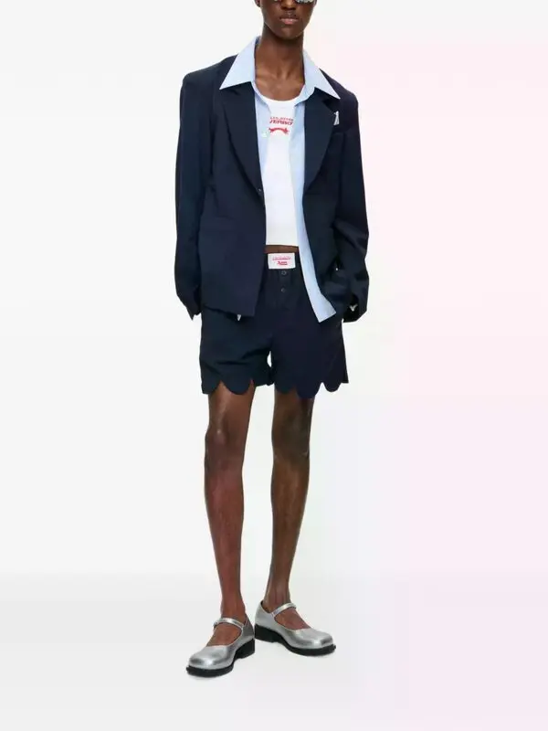 CHARLES JEFFREY Scalloped Hem Shorts - Blue