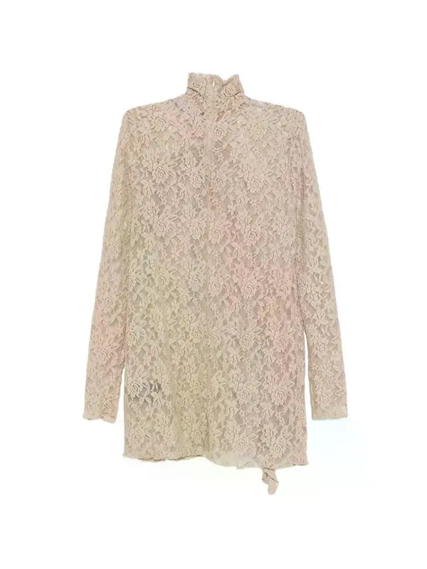BARBARA BOLOGNA Ruffled Lace Mini Dress - Neutrals