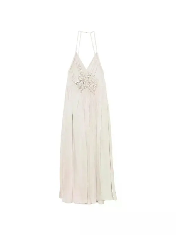 Barbara Bui Pleated Maxi Dress With Macramé Detail