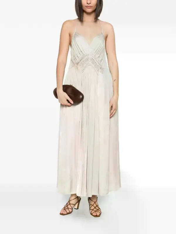 Barbara Bui Pleated Maxi Dress With Macramé Detail