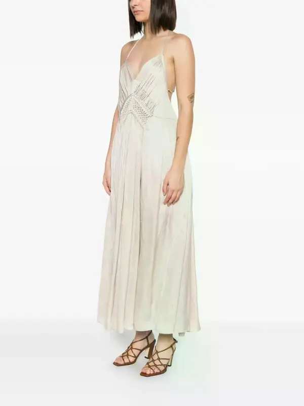 Barbara Bui Pleated Maxi Dress With Macramé Detail