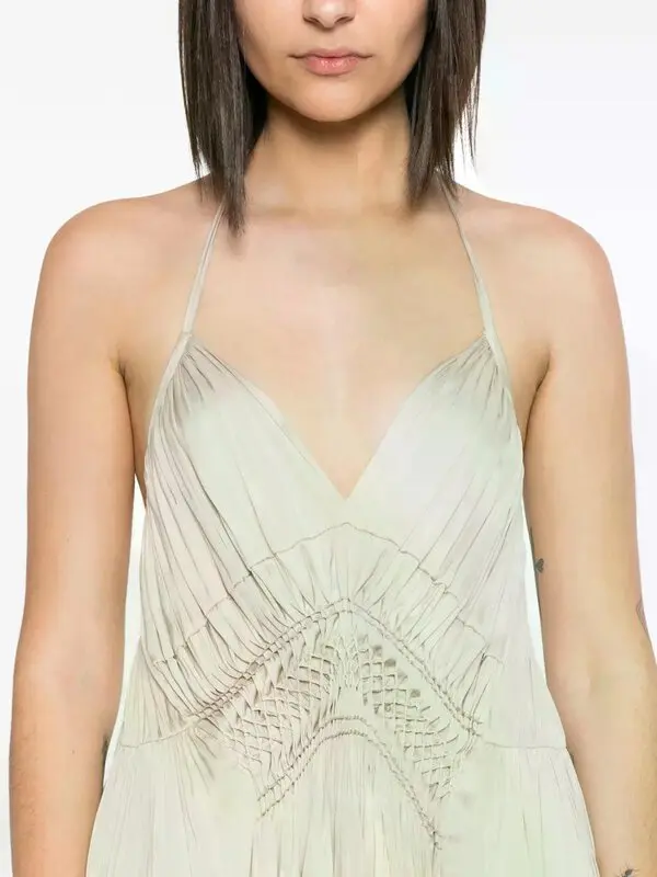 Barbara Bui Pleated Maxi Dress With Macramé Detail