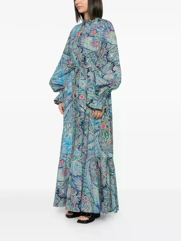 Etro Paisley Print Ruffled Maxi Dress