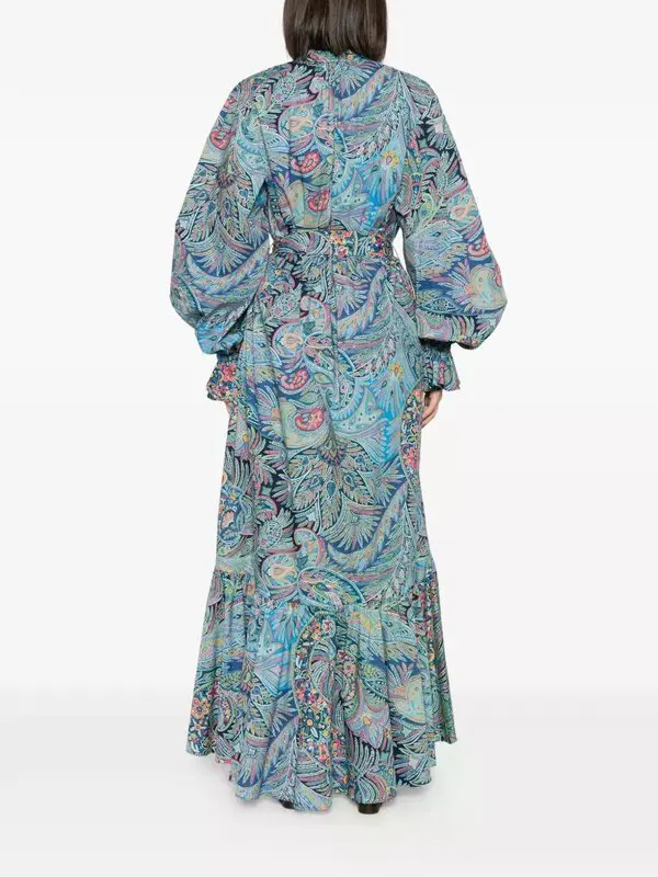 Etro Paisley Print Ruffled Maxi Dress