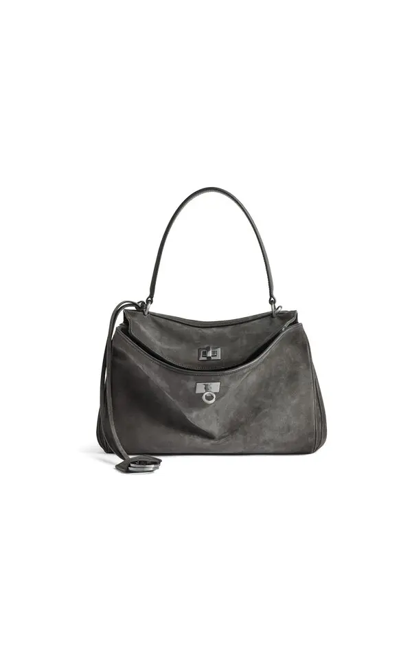 Balenciaga Rodeo Small Suede Top Handle Bag - Grey