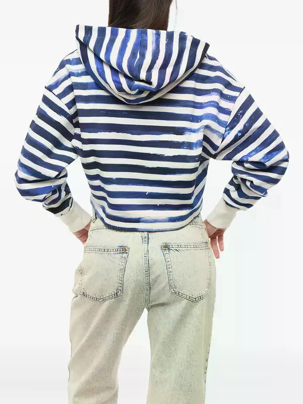 Balmain Heart Print Striped Hoodie