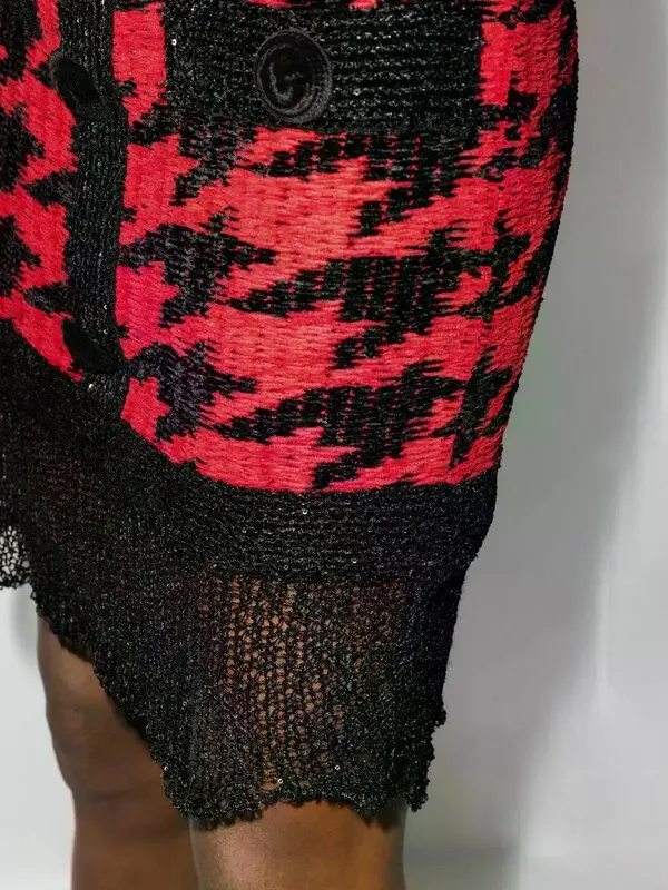 Balmain Houndstooth Knitted Miniskirt