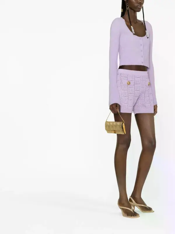 Balmain Monogram Mesh Knitted Shorts