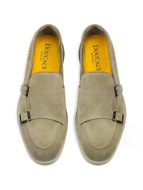 DOUCAL'S Suede Double Buckle Loafers - Neutrals