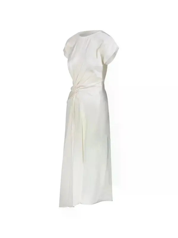 Victoria Beckham Ivory White Satin Twist Detail Asymmetric Dress - Neutrals