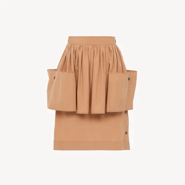 Chloé Layered Knee-length Cotton Poplin Skirt - Reef Shell
