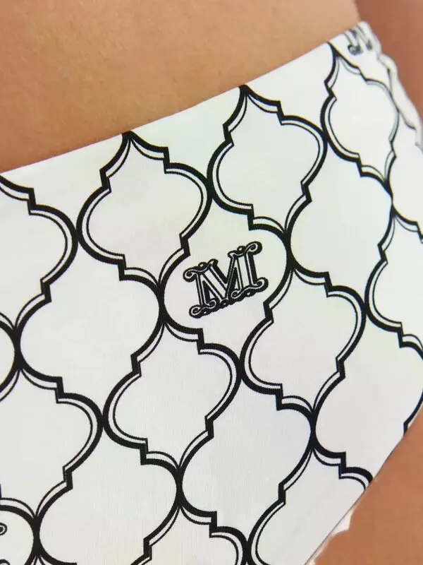 Max Mara High Waist Bikini Bottoms With Monogram Print And Side Ties