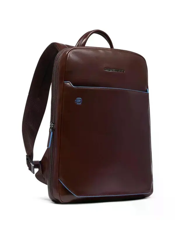 PIQUADRO Expandable Leather Backpack