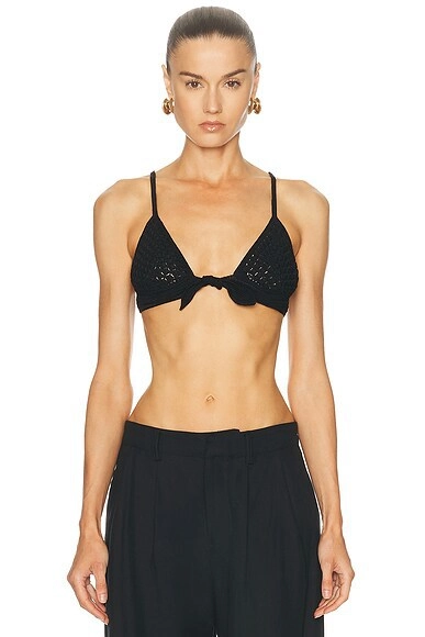 Ralph Lauren Shiny Silk Twist Bra Top - Black