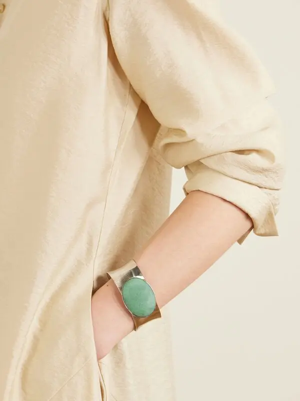 JENNIFER BEHR Johanna Silver-tone Aventurine Cuff - Green