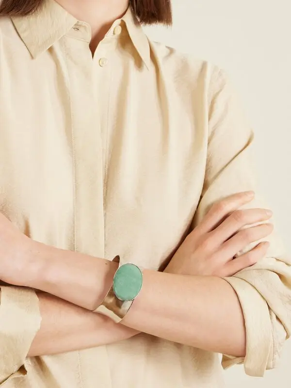 JENNIFER BEHR Johanna Silver-tone Aventurine Cuff - Green
