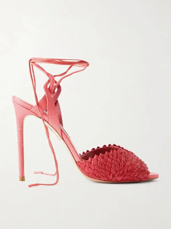 AQUAZZURA Rio Flirt Raffia Sandals - Red
