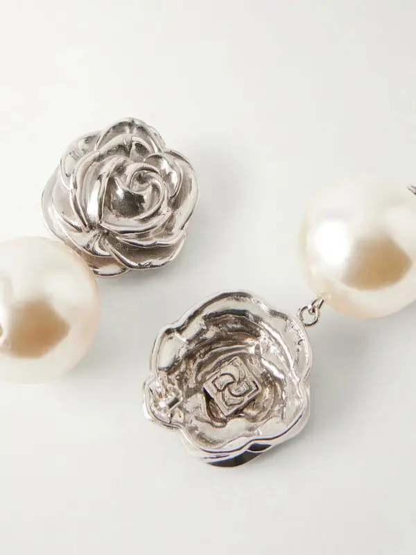 Magda Butrym Rose Motif Pearl Drop Earrings