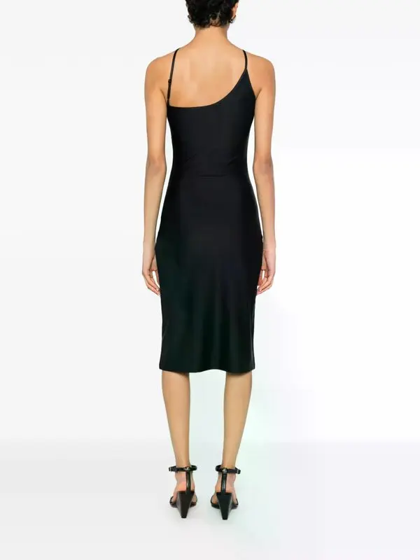 Coperni One-shoulder Midi Dress With C-logo Hardware - Black