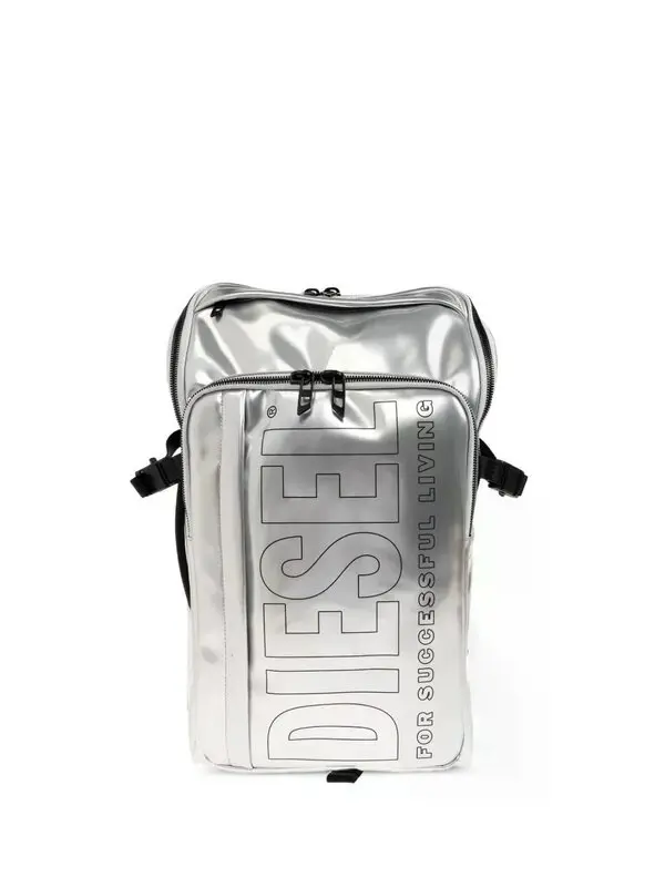 DIESEL® Logo Print Metallic-effect Backpack