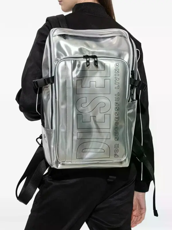 DIESEL® Logo Print Metallic-effect Backpack