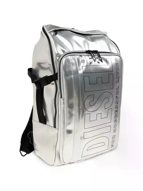 DIESEL® Logo Print Metallic-effect Backpack